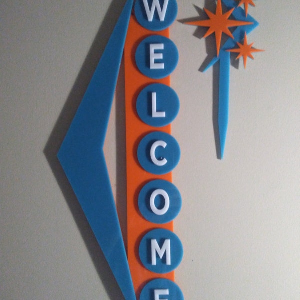 Mid-century Modern Style Vertical Welcome Sign | MCM Home Decor ...