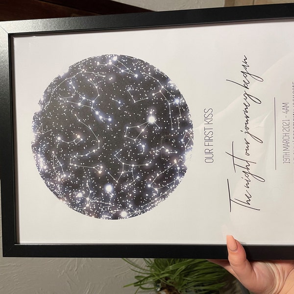 Star Map Print Custom by Date, PRINTABLE Star Chart Poster, Astronomy ...