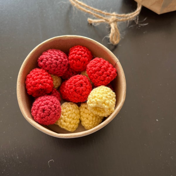 Crochet Red Raspberries 5 Pieces, Crochet Fruits, Crochet Food ...