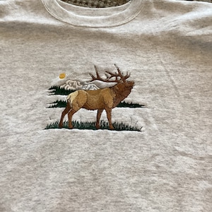 Sunrise Elk Embroidered Crewneck - Etsy