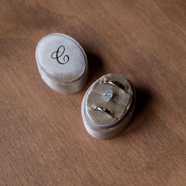 Triple Slot Velvet Ring Box | 3 Slot Custom Wedding Ring Box ...
