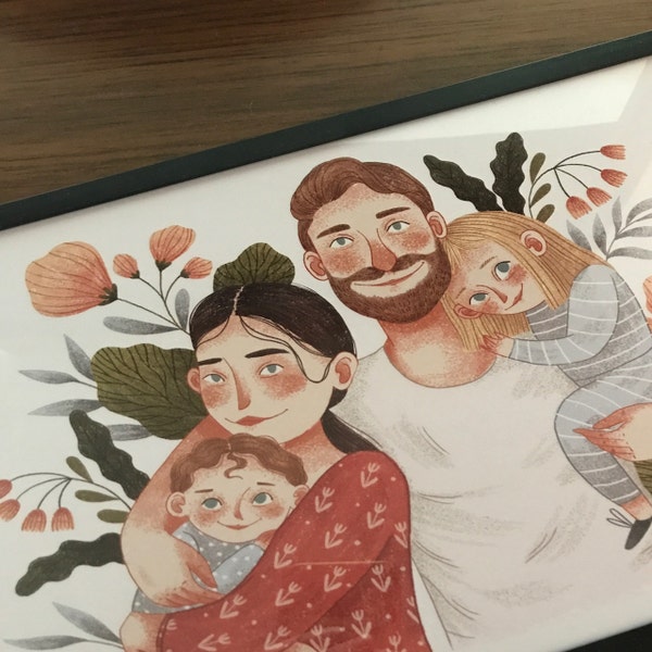 Custom Family Portrait | Family Illustration Printable Art | Custom ...