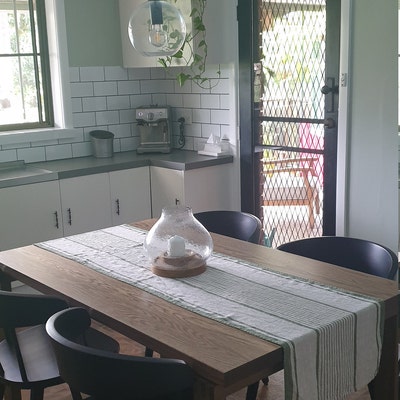 French Style Linen Table Runner, Striped Linen Table Runner ...