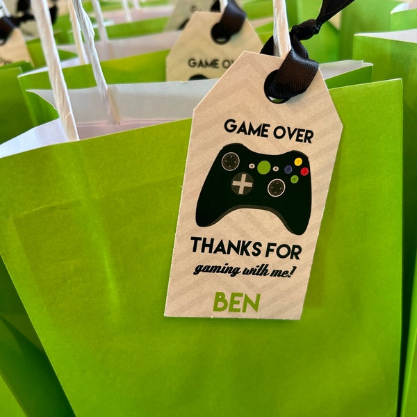 Video Game Favor Tags With Black Controller, Printable Video Game Party ...