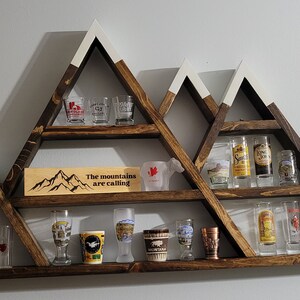 Mountain Key Holder With Shelf, Entryway Organizer With Hooks, Handmade ...