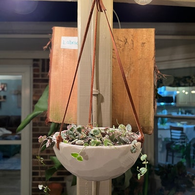 Large Hanging Bullet Planter, Ceramic Porcelain Hanging Planter, White ...