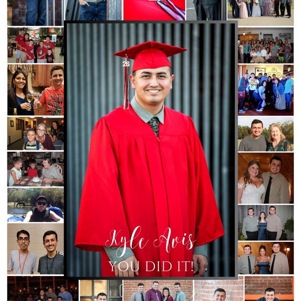 Graduation Photo Collage Template, Graduation Welcome Sign, Graduation ...