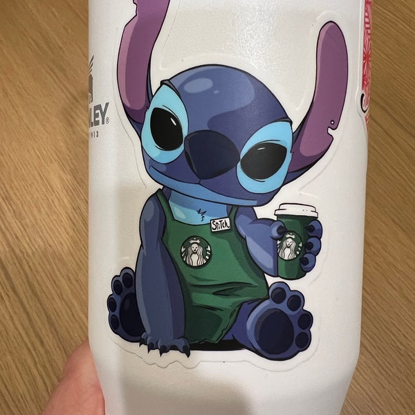 Stitch Coffee Time Sticker/decal - Weatherproof and Water Resistant for ...