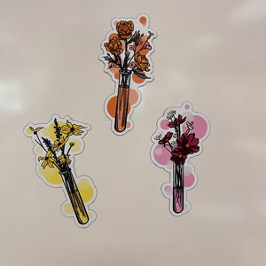 Women in Science Poster Set Flask Bouquet Wall Art Set Flower Painting ...