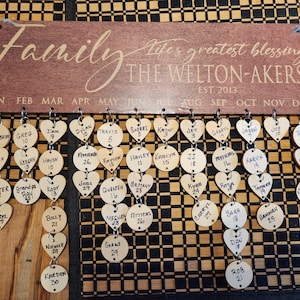 Wood Family Calendar Personalized, Family Birthday Board, Family Gifts ...