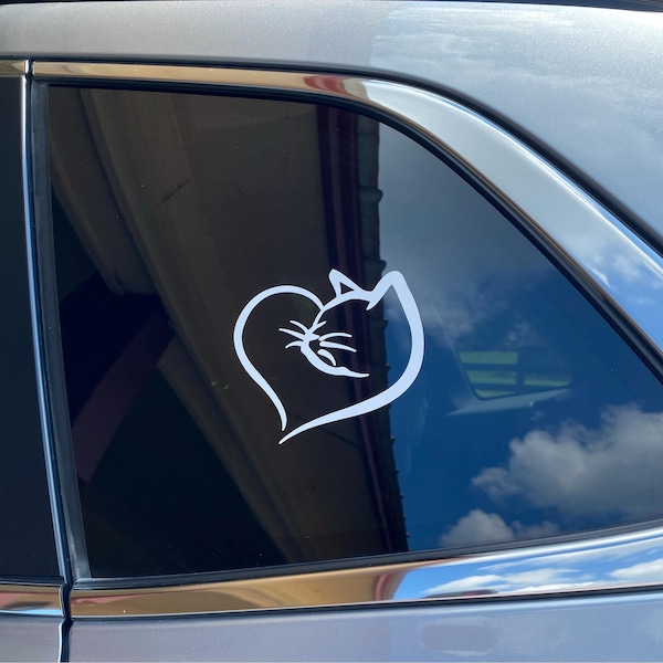 Cat Heart Vinyl Decal - Etsy