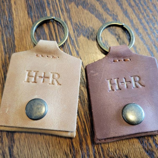 Customized Ring Holder Keychain, Leather Wedding Ring Case Holder ...