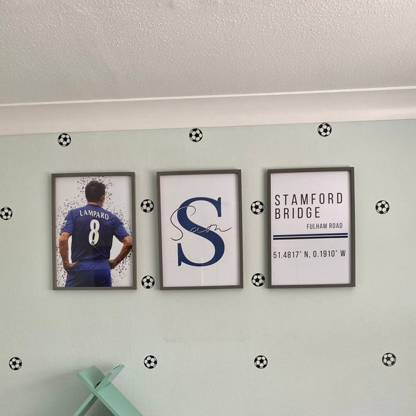 Set of Three Personalised Chelsea Wall Prints | Mason Mount | Football ...