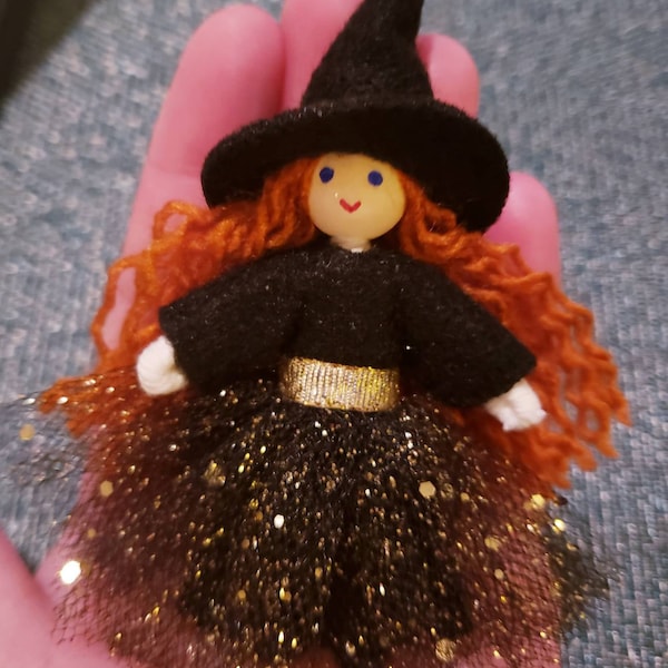 Cute Witch Doll - Sweet Witch Figurine Handmade - Small Witch Doll ...