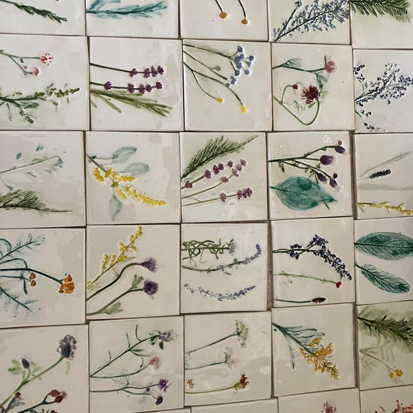 Tiles Set "from a Country Cottage",handmade Ceramic Tiles,natural Clay ...