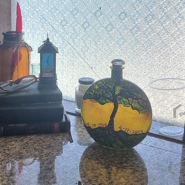 Glass Urn Tree of Life Human Ash Urn Memorial Glass Cremation Urn Hand ...