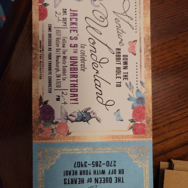 Wonderland Invitation | Mad Hatter's Tea Party Invite Ticket | Down the ...