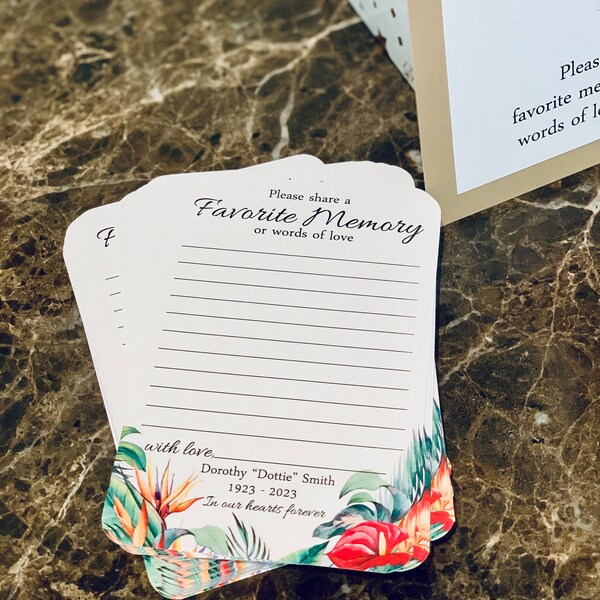 Handmade Memorial Share a Memory Cards - Memorial Cards - Share Words ...
