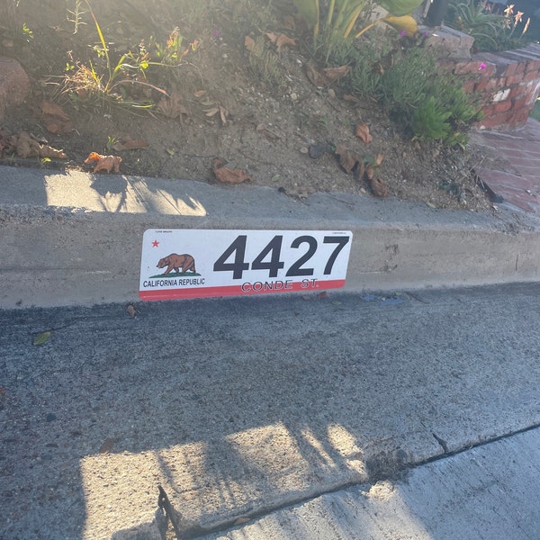 Custom California Flag Curb Address Sign: Reflective Aluminum Number ...