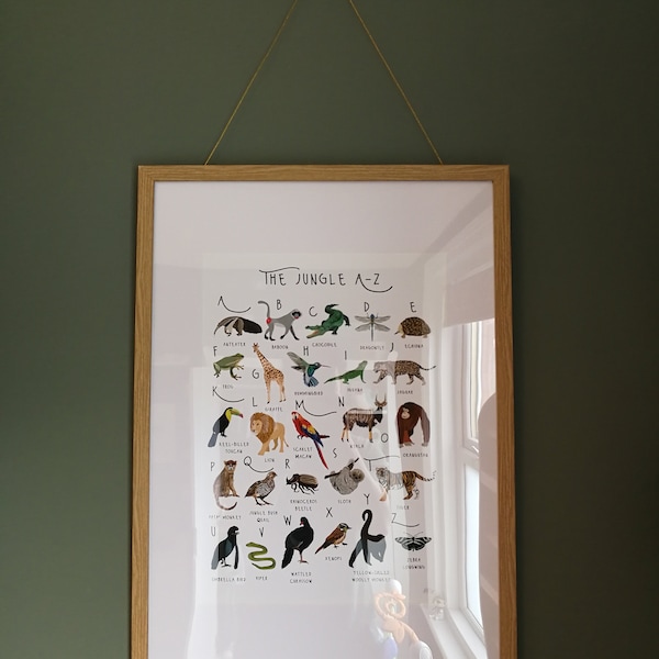 Jungle A-Z Print, Jungle Animals Poster, Nursery Jungle Decor ...