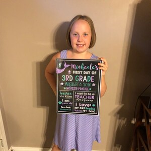 Mermaid Girl First Day of Preschool Sign 1st Day of Kindergarten Back ...