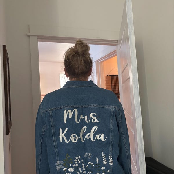 Embroidered Jean Jacket, Wedding Jean Jacket, Wedding Denim Jacket ...