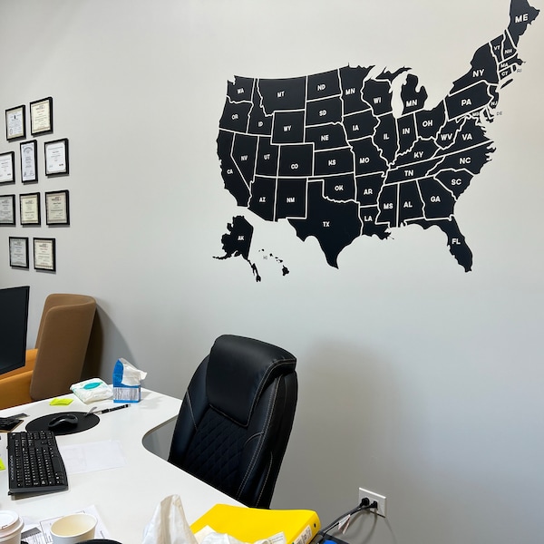 Outlined United States Map With Optional Fill in States - Wall Decal ...