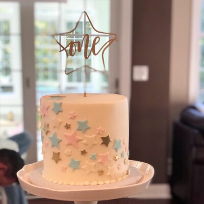 One Star Cake Topper 5.5w, First Birthday Topper, Anniversary Topper ...