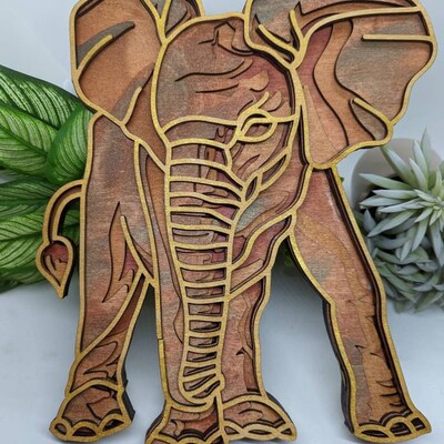 Elephant Multilayer SVG/ Elephant Cut File/ 3D Layer/ Plywood Cutting ...