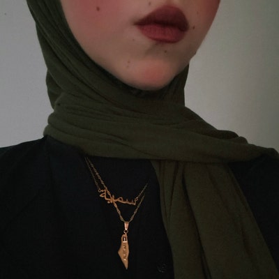 Beautiful Iraq Map Contour Pendant With Small Heart Charm Necklace ...