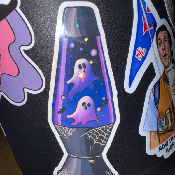 Spooky 70s Lava Lamp Halloween Sticker | Holographic Creepy Artwork ...