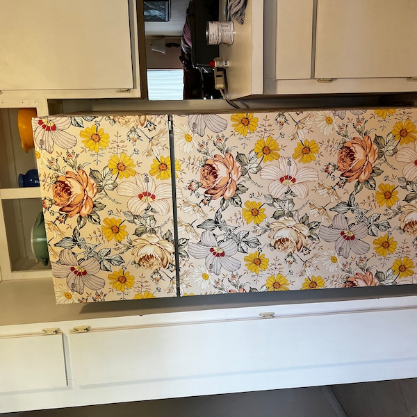 Boho Fridge Wrap Vintage Floral Refrigerator Wrap Vinyl Side by Side ...