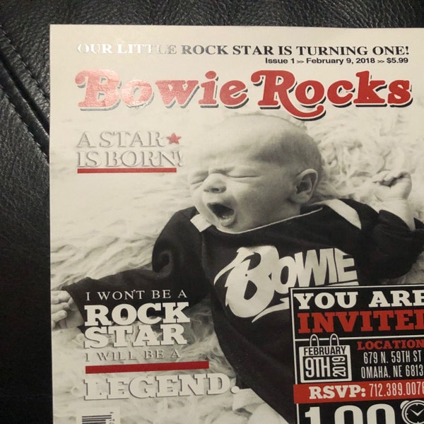 Rock Star Magazine Theme Birthday Invitation, Rockstar, Baby Shower ...