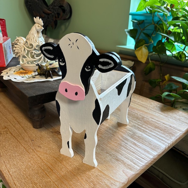 Scroll Saw Pattern, Cow Planter, Farm Animal, Garden Ornament, Planter ...