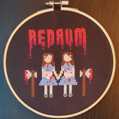 Redrum With Grady Twins Horror Cross Stitch Pattern Movie, Halloween ...