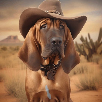 Custom Cowboy Pet Portrait Personalized Dog and Cat in Cowboy Costumes ...