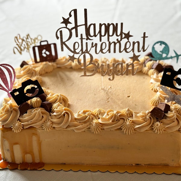 Retirement Cake Topper Custom Retirement Cake Topper Personalized Happy ...