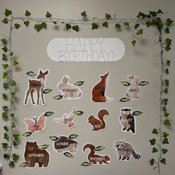 Woodland Birthday Bulletin Board Kit || Birthday Display Bulletin ...