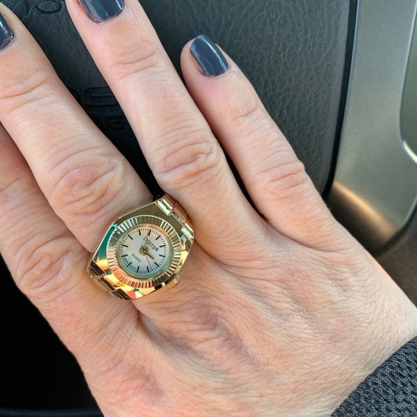 Lunar Gold Floating Crystals Ring Watch - Etsy