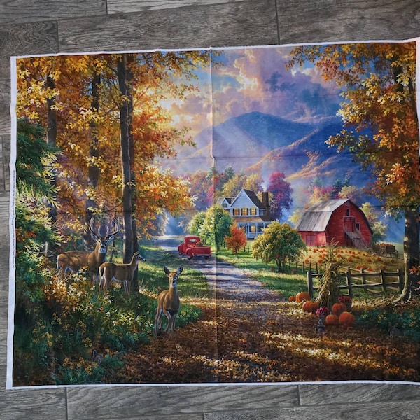 35" Digital Fabric Panel - David Textiles Moulton Barn Rustic Sunrise ...