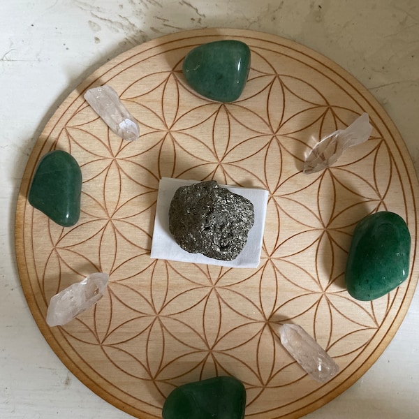 Abundance and Good Fortune Crystal Grid Kit Flower of Life Reiki ...