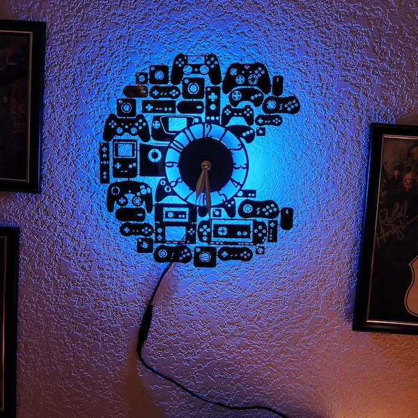 Gamer Clock With Led Light, Video Gaming Gifts, Game Room Wall Decor ...