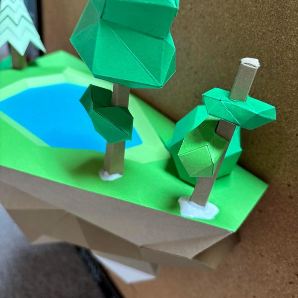 Papercraft Flying Island. Waterfall, Digital Template, PDF Download ...