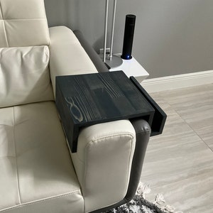 Couch Arm Rest Table With Magazine Stand, Modern Wood Armrest Table ...
