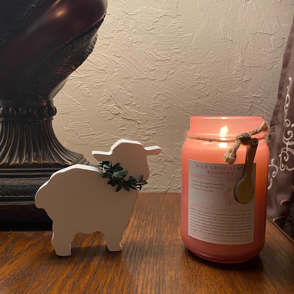 Rustic Wooden Lamb Decor, Farmhouse Easter Home Accent, Farmhouse Lamb ...