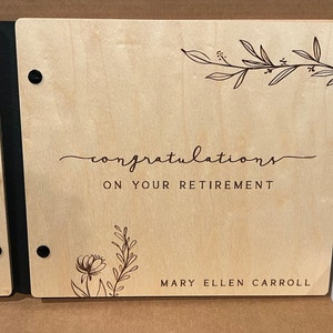 Personalized Retirement Gift, Wooden Guest Book With Custom Engraved ...