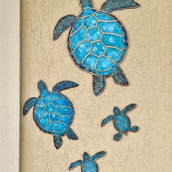 Sea Turtles Wall Hanging, Sea Turtle Family, Baby Turtle Wall Display ...