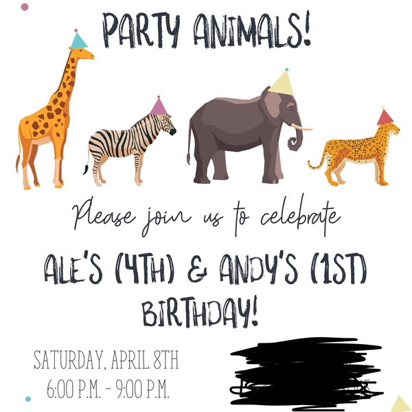 Editable Party Animal Birthday Invitation | Party Animal Invitation ...
