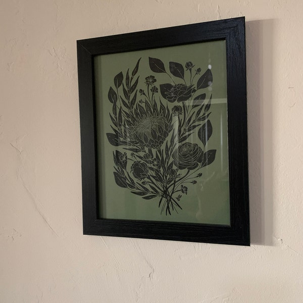 King Protea | Floral Series | Original Block Print - Etsy