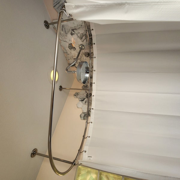 Oval Shaped 360 Degrees Shower Curtain Rod for Bathroom, Fitting and ...